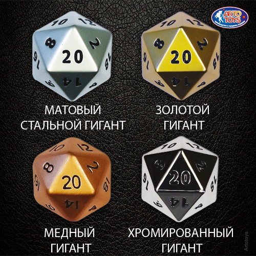 Кубик Гигантский металлический D20 купить оптом и в розницу по цене 650 ...